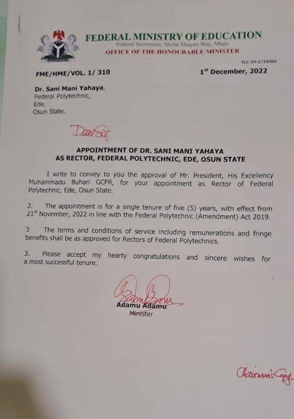 BREAKING: Ede Poly Gets New Rector - Voice Air Media_The News You Need